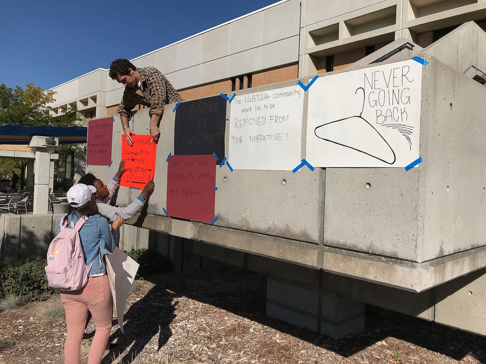 Students protest Genocide Awareness Project - The Globe